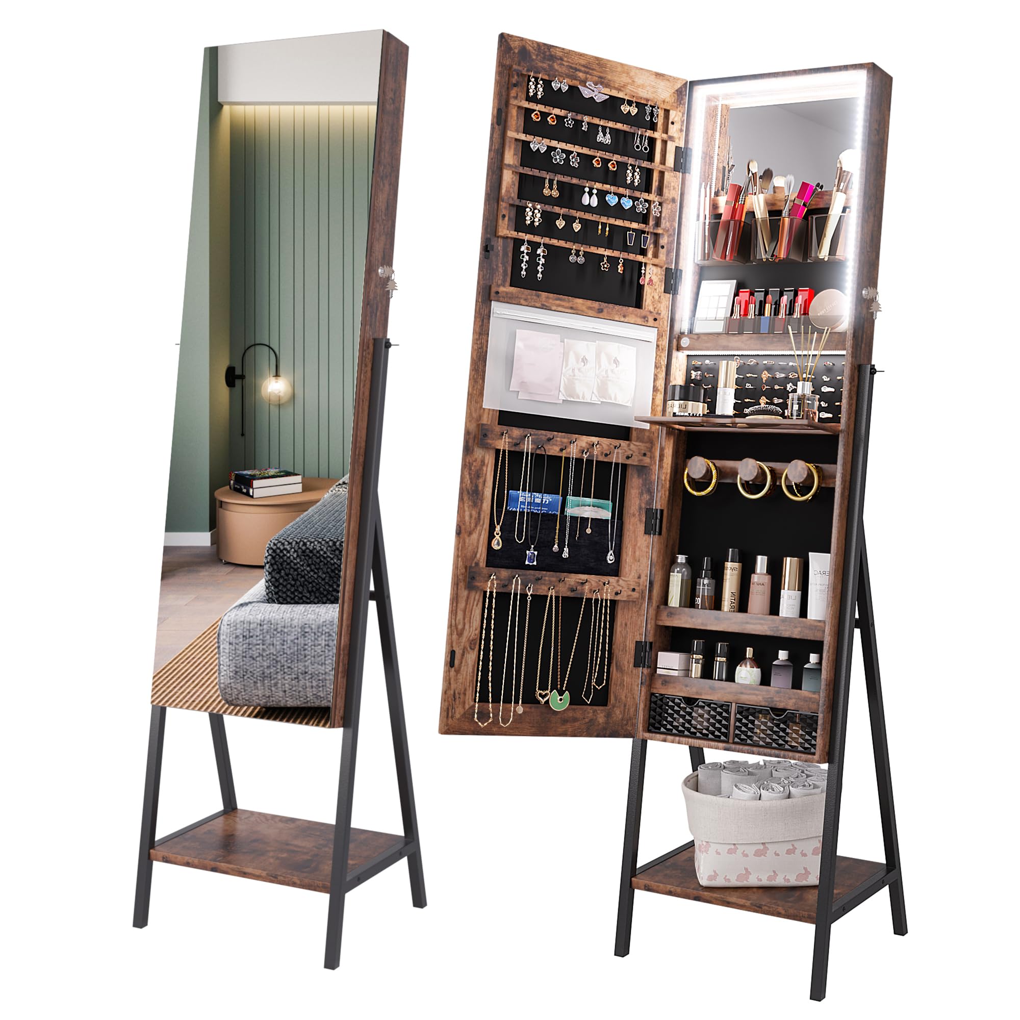 jajov Freestanding Jewelry Cabinet Armoire (pure white)