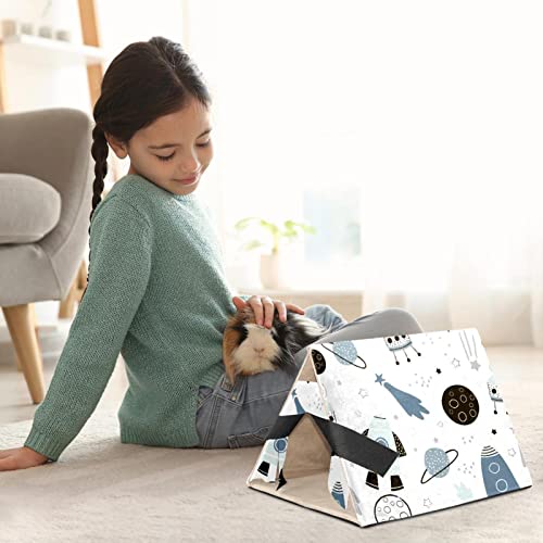 Y-DSIWX Guinea Pig House Bed, Rabbit Large Hideout, Small Animals Nest Hamster Cage Habitats Rocket Planet