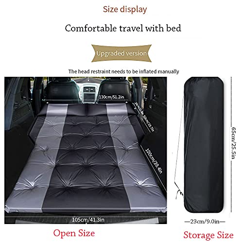 Lohang Thickened and Double-Sided SUV Air Mattress Outdoor Car Travel Air Bed Multi-Function Self Inflatable Sleeping Pad with Pump Portable Camping Mattress for Family, Suv Mattress02 Dark Grey