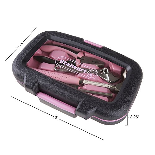Stalwart 75-HT2015 Hand Tools, Pink Tool Set - 15 Piece by Stalwart, Set Includes β Hammer, Wrench, Screwdriver, Pliers (Tool Kit for the Home, Office, or Car)