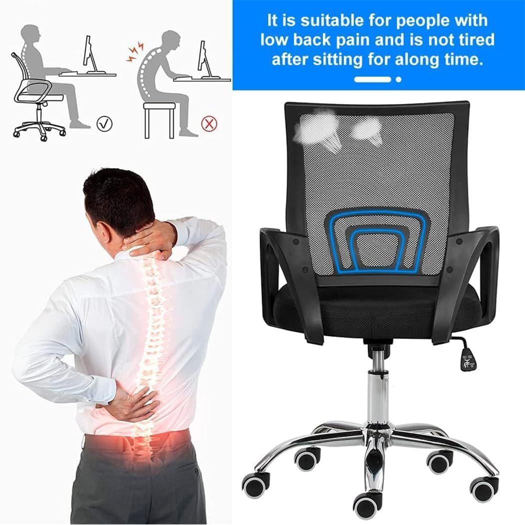 Home Office Chair, Ergonomic Desk Chair with Lumbar Support Armrest, Mid Back Breathable Computer Chair Executive Height Adjustable Task Chair for Office Work Study