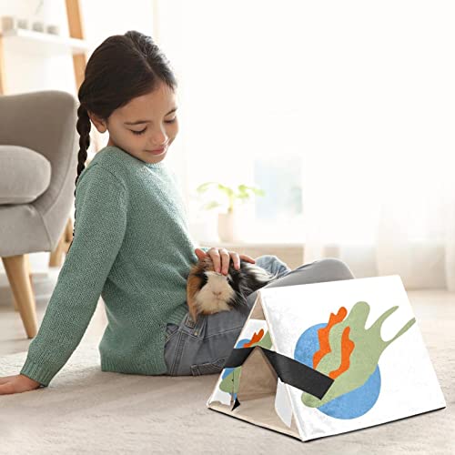 Y-DSIWX Guinea Pig Hideout House Bed, Art Pattern Rabbit Cave, Squirrel Chinchilla Hamster Hedgehog Nest Cage