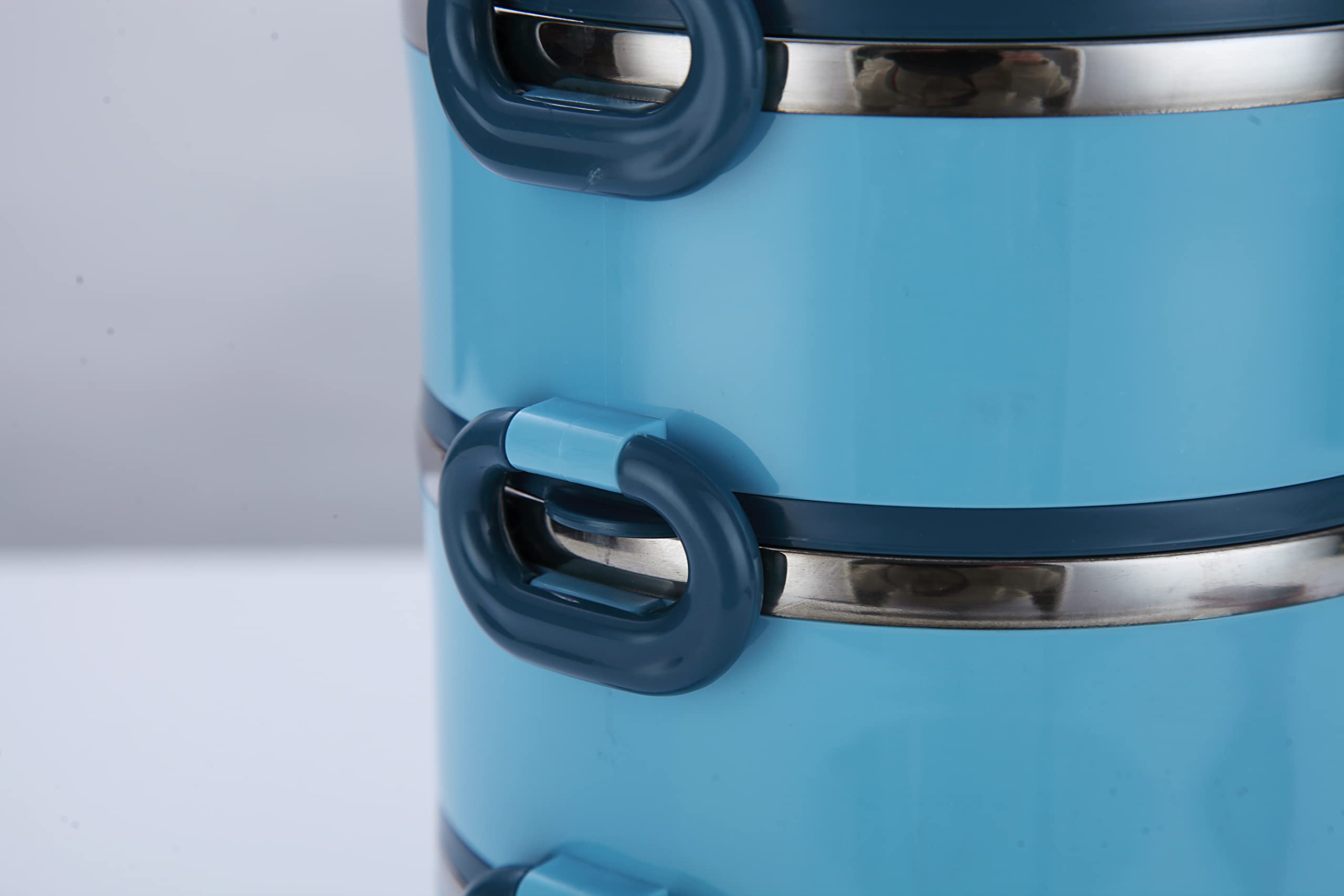 Mr.Dakai Bento Box Adult Lunch Box -81oz Stackable Bento Lunch Box for Adults,3-Tier All-in-One Insulated Thermal Food Containers,Leakproof Lunchbox with Bag/Utensil for Dining Out,Work,Blue