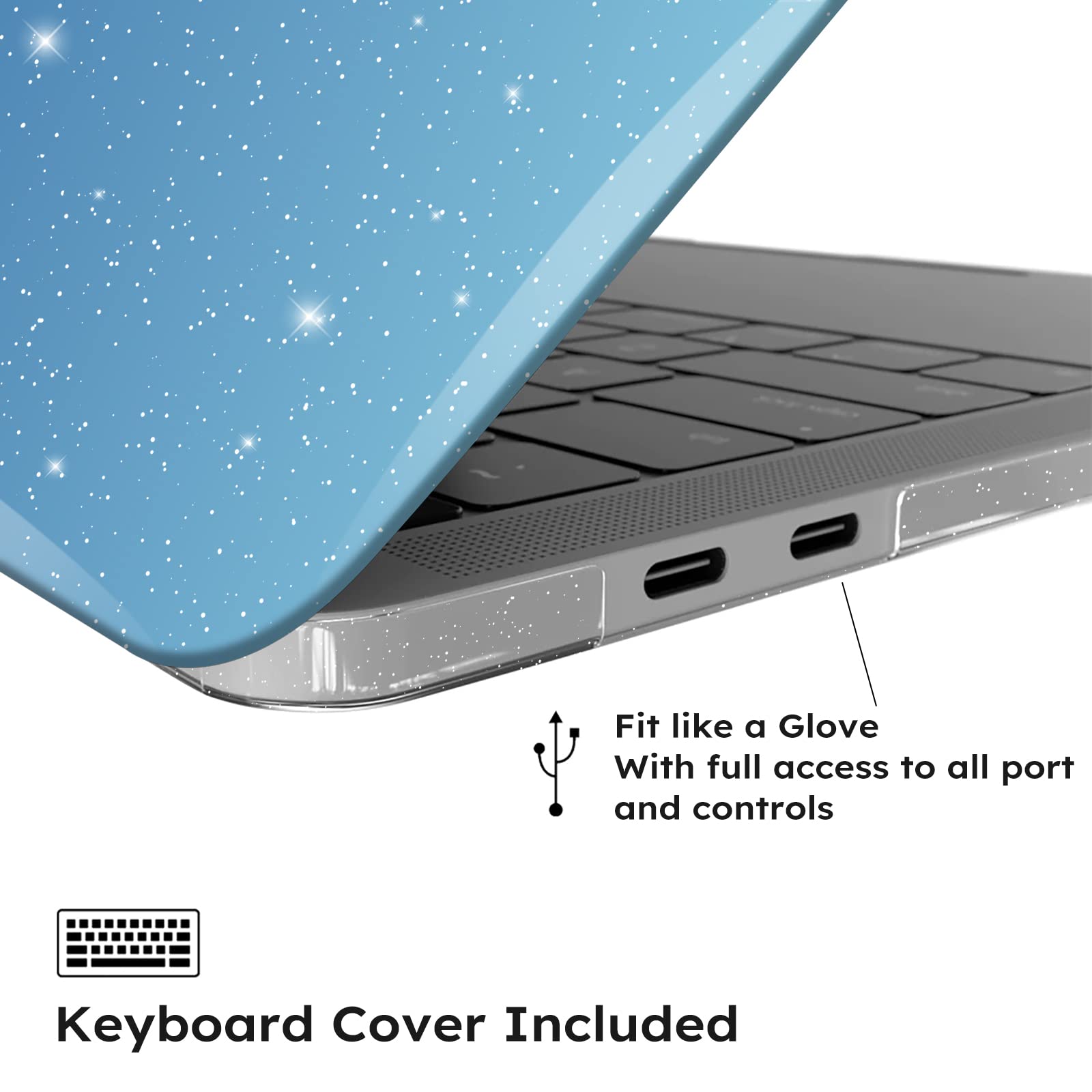 iCasso for MacBook Air 13.6 Inch Case 2022 2023 Release A2681 M2 Chip with Retina Display,Glitter Hard Shell Case for MacBook Air M2 + Keyboard Cover + Screen Protector -Glitter Pink