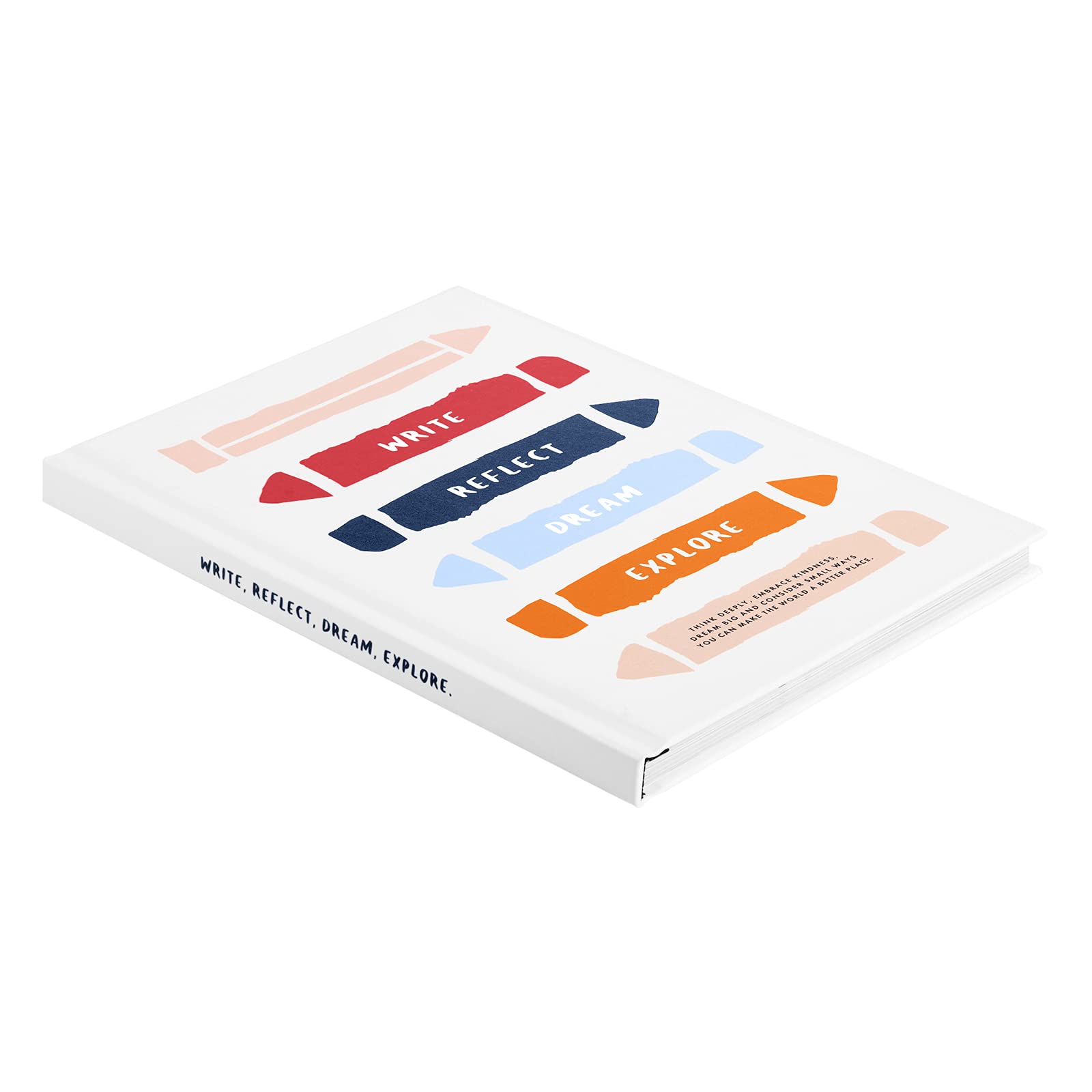 kikki.K x Malala Fund Collection - Write Reflect Dream Explore Journal in Pale Peach, Prompted, Lined, Blank and Printed Pages, 208 Pages, 8.50" L x 6.06" W x 0.51" H