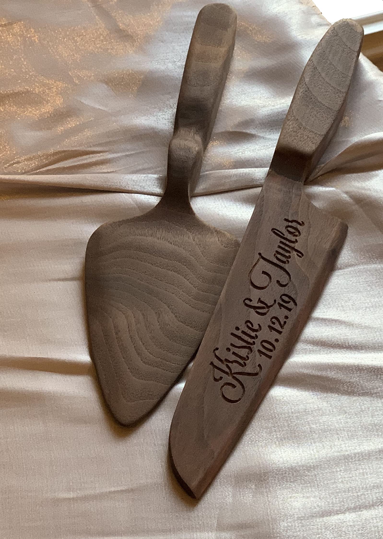 Personalized Cake Serving Set, Laser Engraved Cake Set,Wedding Gift,Anniversary Gift,Wooden Knife And Server,Rustic Cake Set,Wedding Cake Cutting Set, Farmhouse Cake Server