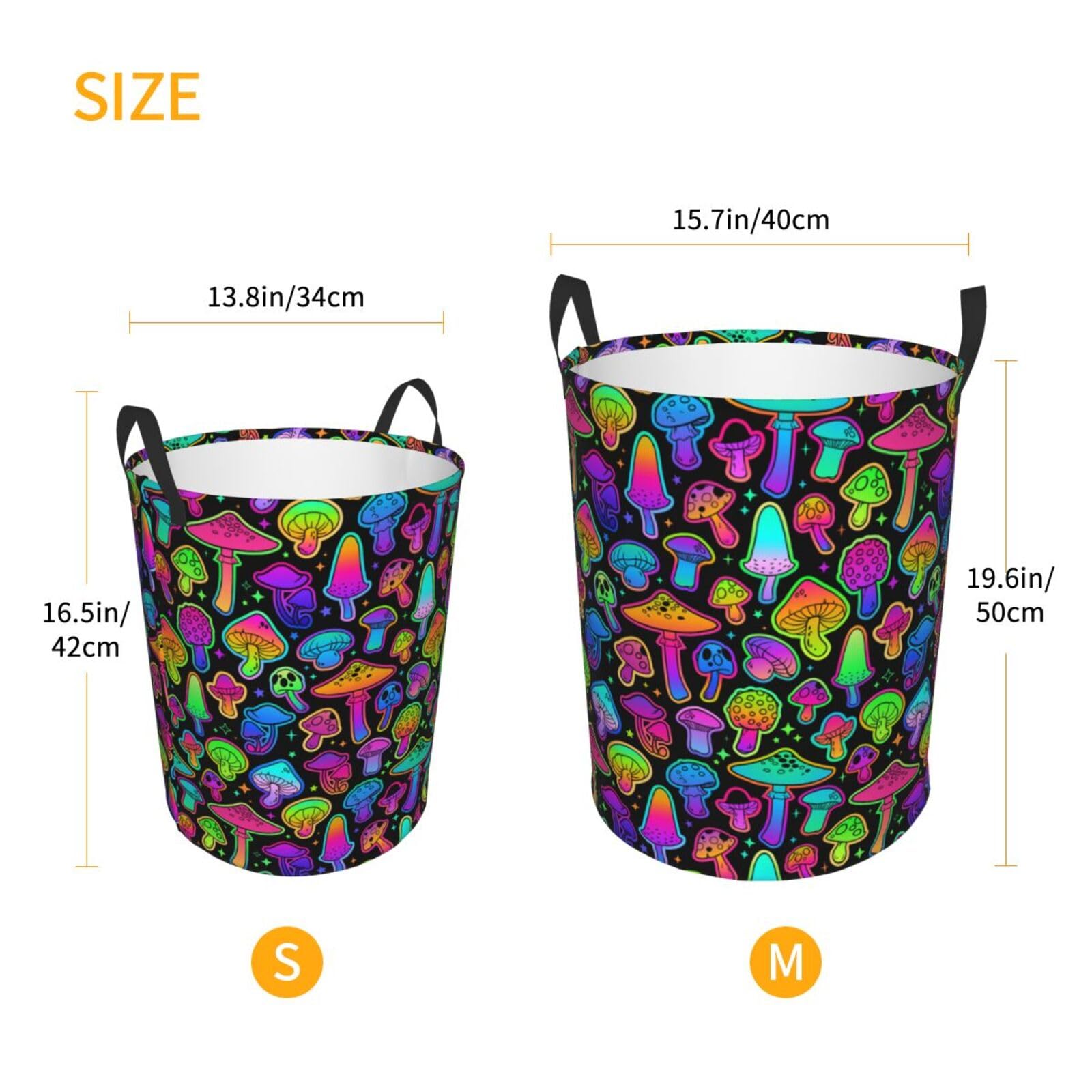Xioaidjaa Laundry Basket Sychedelic Mushrooms Collapsible Laundry Baskets Lightweight Waterproof Clothes Basket Kitchen Living Room Bathroom Laundry Hamper Clothes Book Sundries Storage Basket