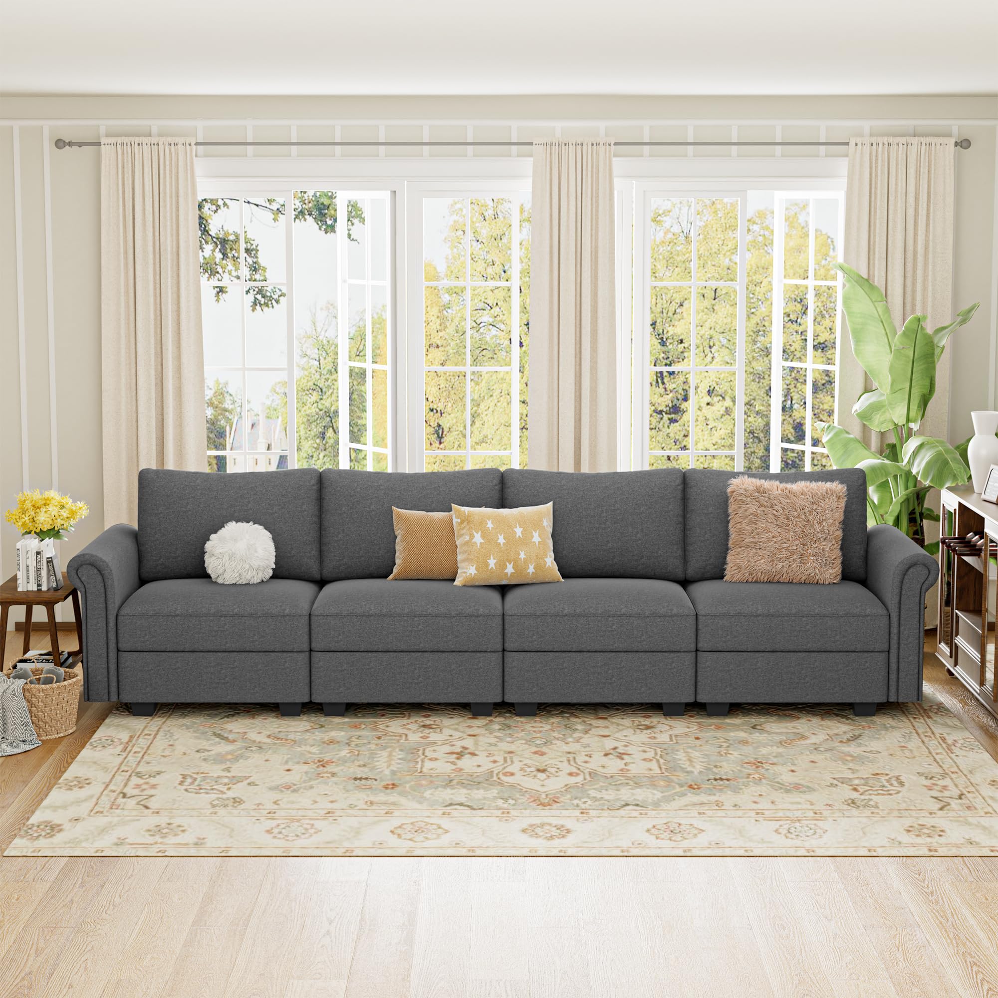 UniPon Modular Sectional Sofa with Storage Seat Upgrade Large U Shaped Sofa Couch with Chaise, 6 Seats 120''L Modular Sofa Convertible Couch for Living Room/Deep 27'' Ottoman/Memory Foam Cushion