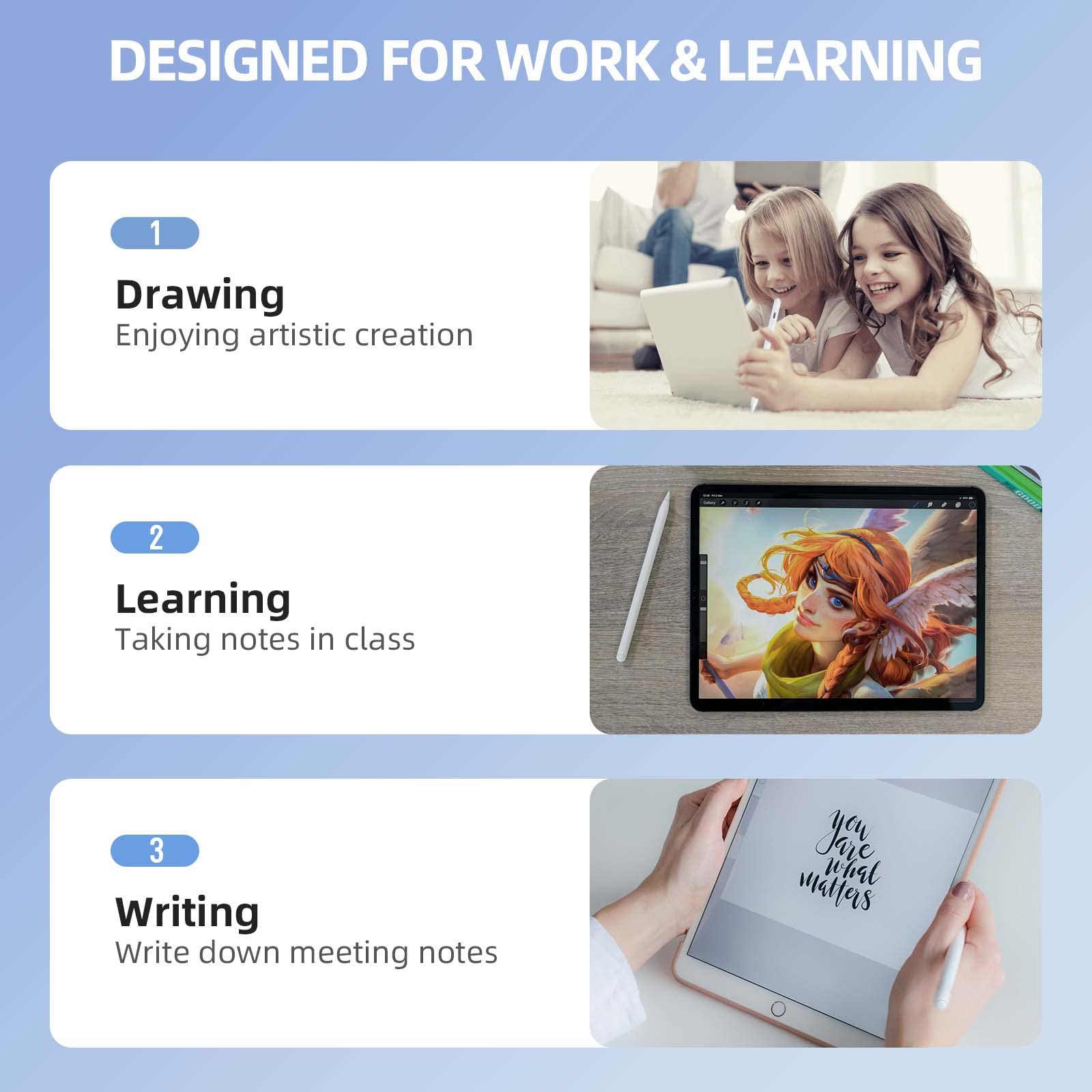 Stylus Pen for iPad, Apple Pencil with Palm Rejection, Compatible with (2018-2022) Apple iPad Pro (11/12.9 Inch), iPad Air 3rd/4th Gen, iPad 6/7/8th Gen, iPad Mini 5th Gen, for Precise Writing/Drawing