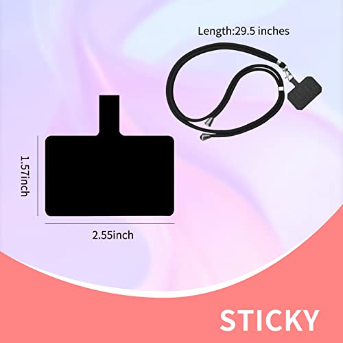 YAFIYGI 2Pack Patch Phone Crossbody Lanyard Universal Cell Phone with Adjustable Nylon Neck Strap,Nylon Wrist Straps, PVC Phone Patch with Metal Ring (White+Black)