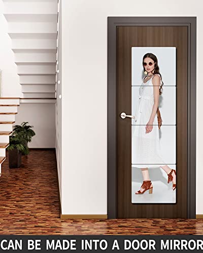 Unbreakable Acrylic Mirror Non-Glass shatterproof Mirror Full Length Wall Gym for Home Mirror Frameless Home Fitness Mirrors (4pcs,12 in x12 in ), Silver