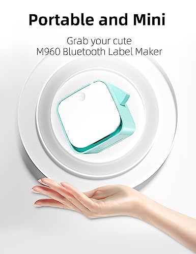 Vixic Label Maker with Tape, M960 Bluetooth Label Maker Machine, Small Mini Portable Label Makers Multiple Templates Font Icon for Home School Office Organization, Inkless Rechargeable,Green