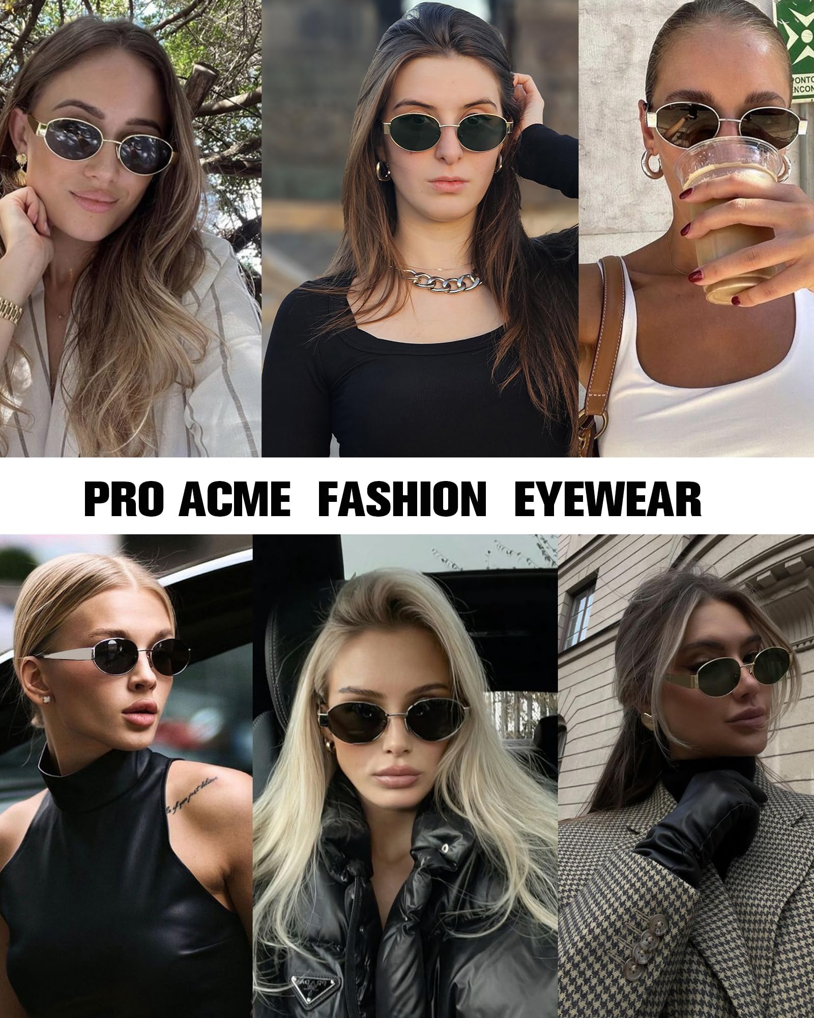 Pro Acme Retro Oval Sunglasses,Trendy Classic Shades Metal Frame Sun Glasses UV400 Protection (Gold/green)