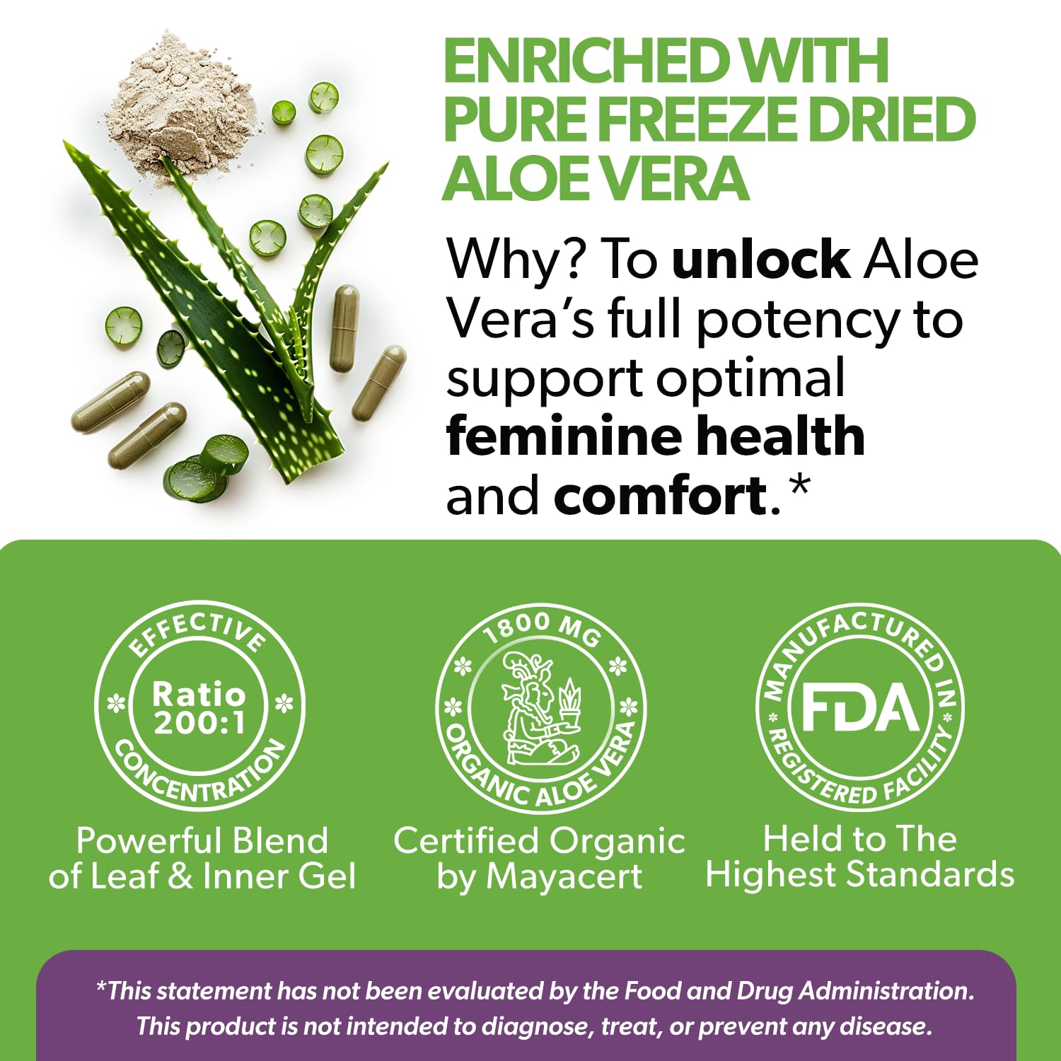 Intimate Rose Aloe Vera Capsules - IC Supplements - 200x Concentrate Pure Aloe Vera + D-Mannose + Calcium - Easy to Swallow Aloe Vera Pills
