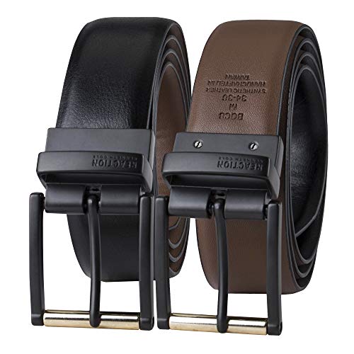 Kenneth Cole REACTION Men's Reversible Dress Belt, Black/Brown Stretch, Medium