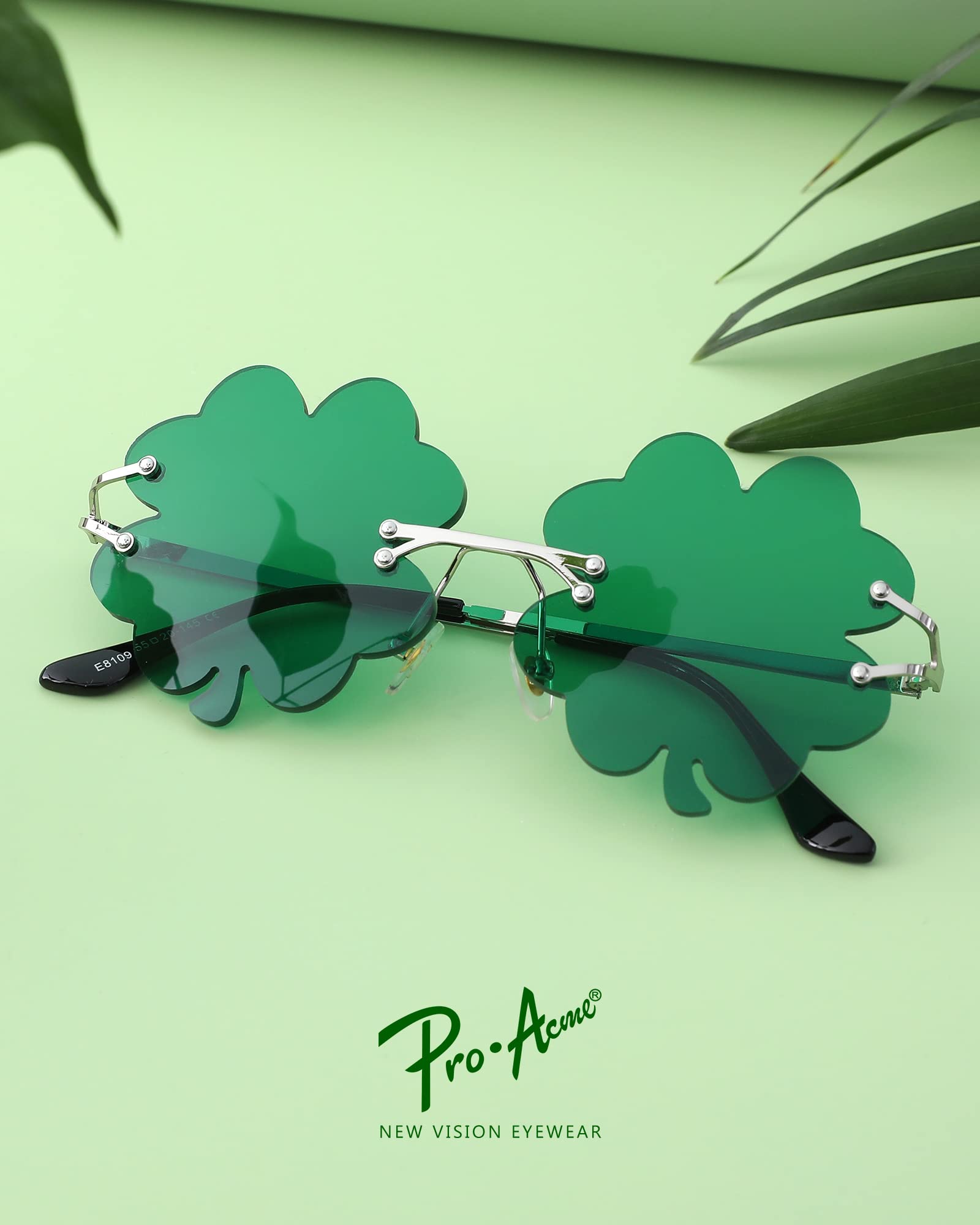 Pro Acme St Patricks Day Shamrock Sunglasses Irish Clover Leprechaun Costume Glasses Saint Patricks Day Accessories (Shamrock)