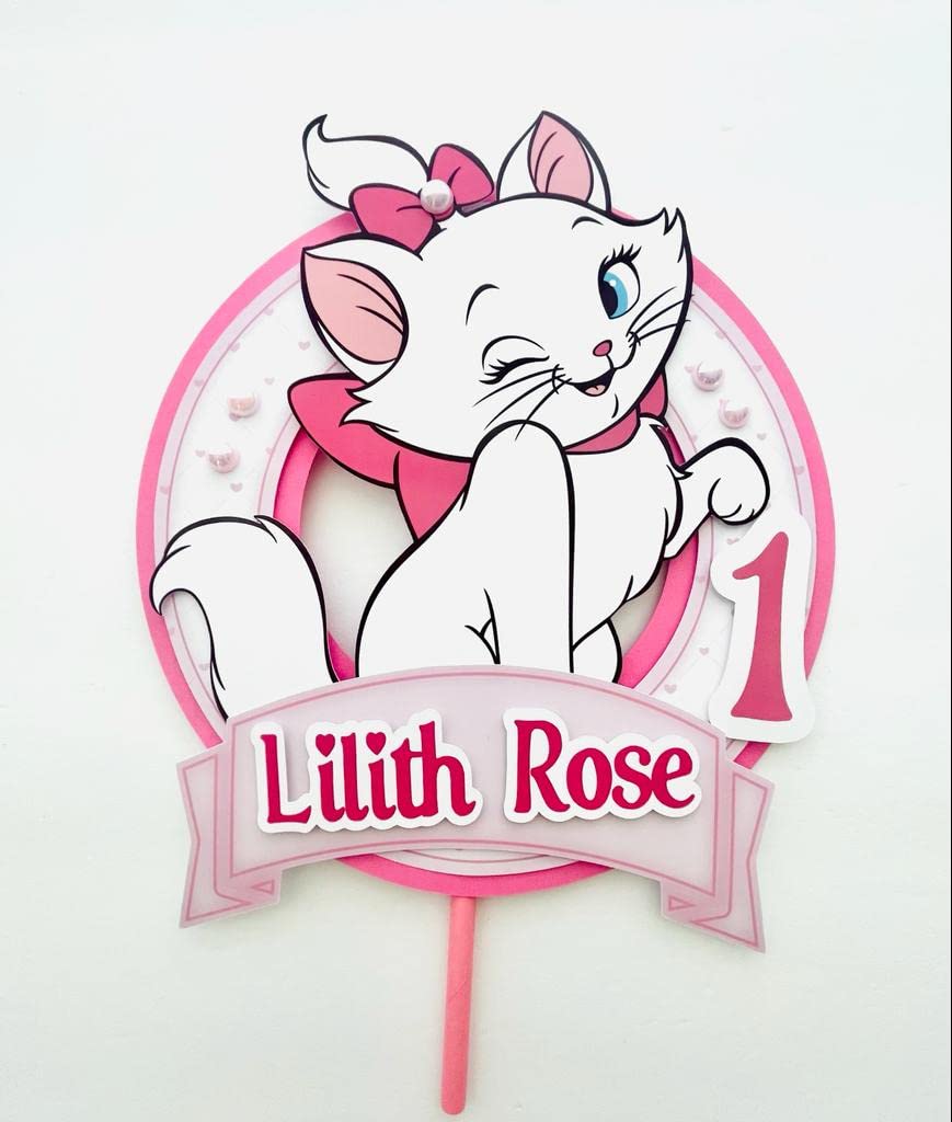 Personalized Marie the cat Themed Cake Topper