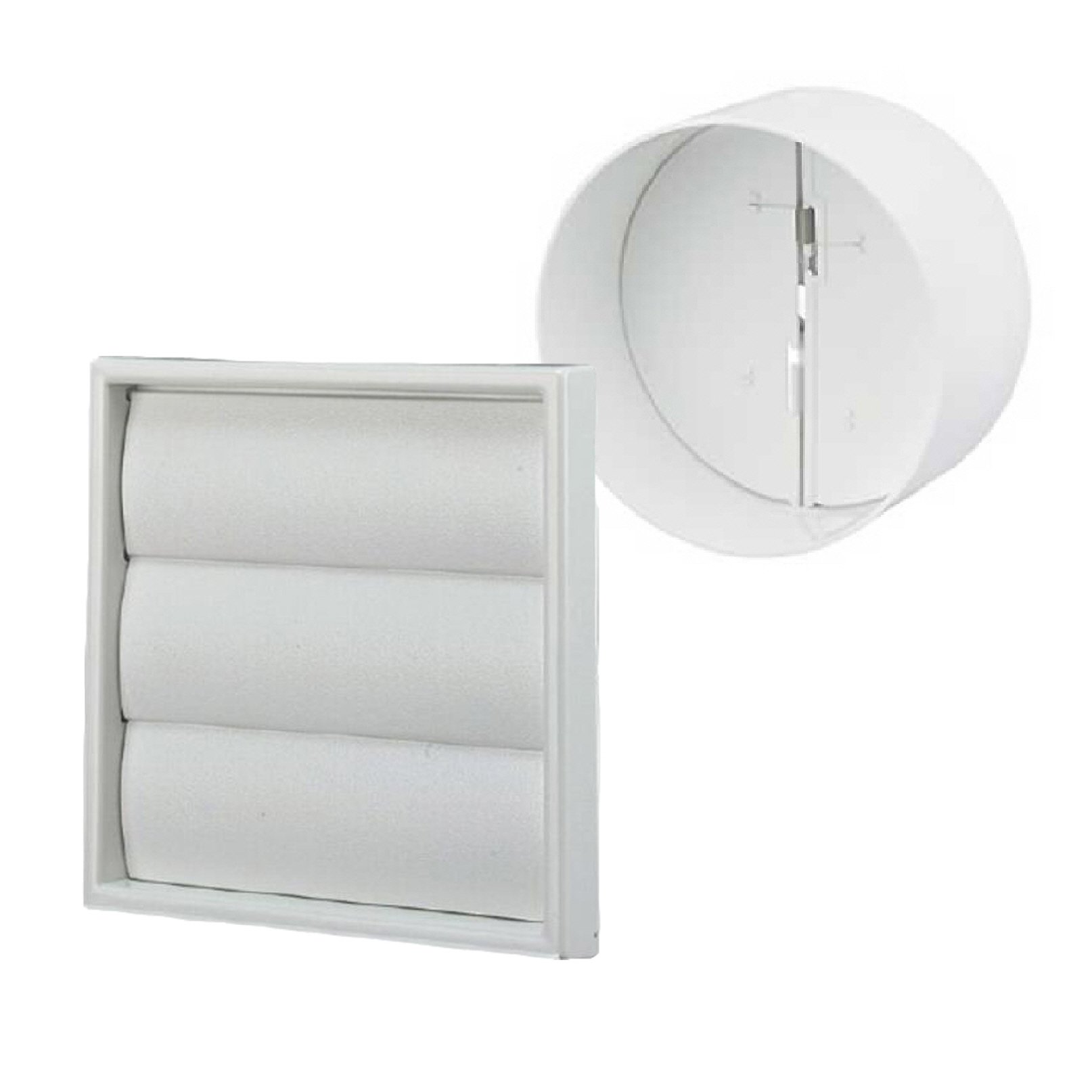 Home Smart White Square Air Extractor Vent & Back Draught Ducting Shutter 4 Inch by SmartHome
