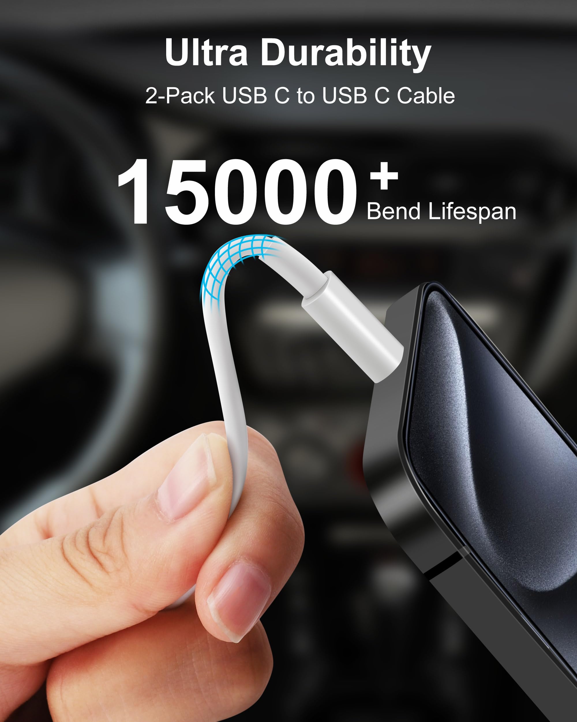iPhone 15 Car Charger Fast Charging, 20W USB C Charger Block + 2 x 3FT USB-C to C Cable + 40W Dual USB C Car Adapter Power Cigarette Lighter Charger for iPhone 15/15 Plus/15 Pro Max, iPad, Pixel 8/7/6