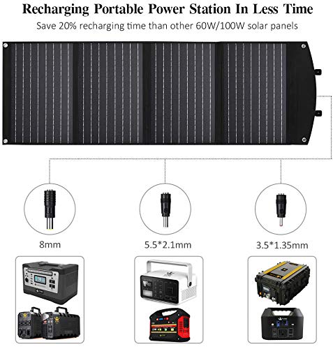KYNG 120W Solar Panel Charger Portable Solar Panel 120 Watts Foldable Solar, Waterproof, RV Solar Kit, Camping, Fast Charging 18V with 3 USB Ports Charge Any Device