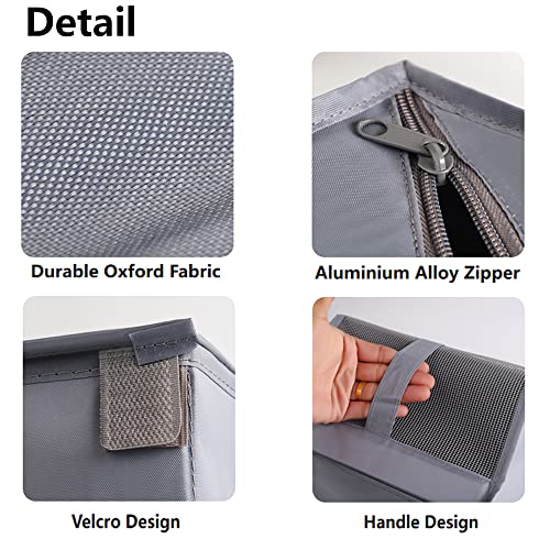 Yagizaai Bayou Fabric Shoe Box, 4 PCS Collapsible Stackable Breathable shoe storage organizer boxes with Clear Window and Handle, Upgraded Shoe Bin & Holder for Up to Size 10