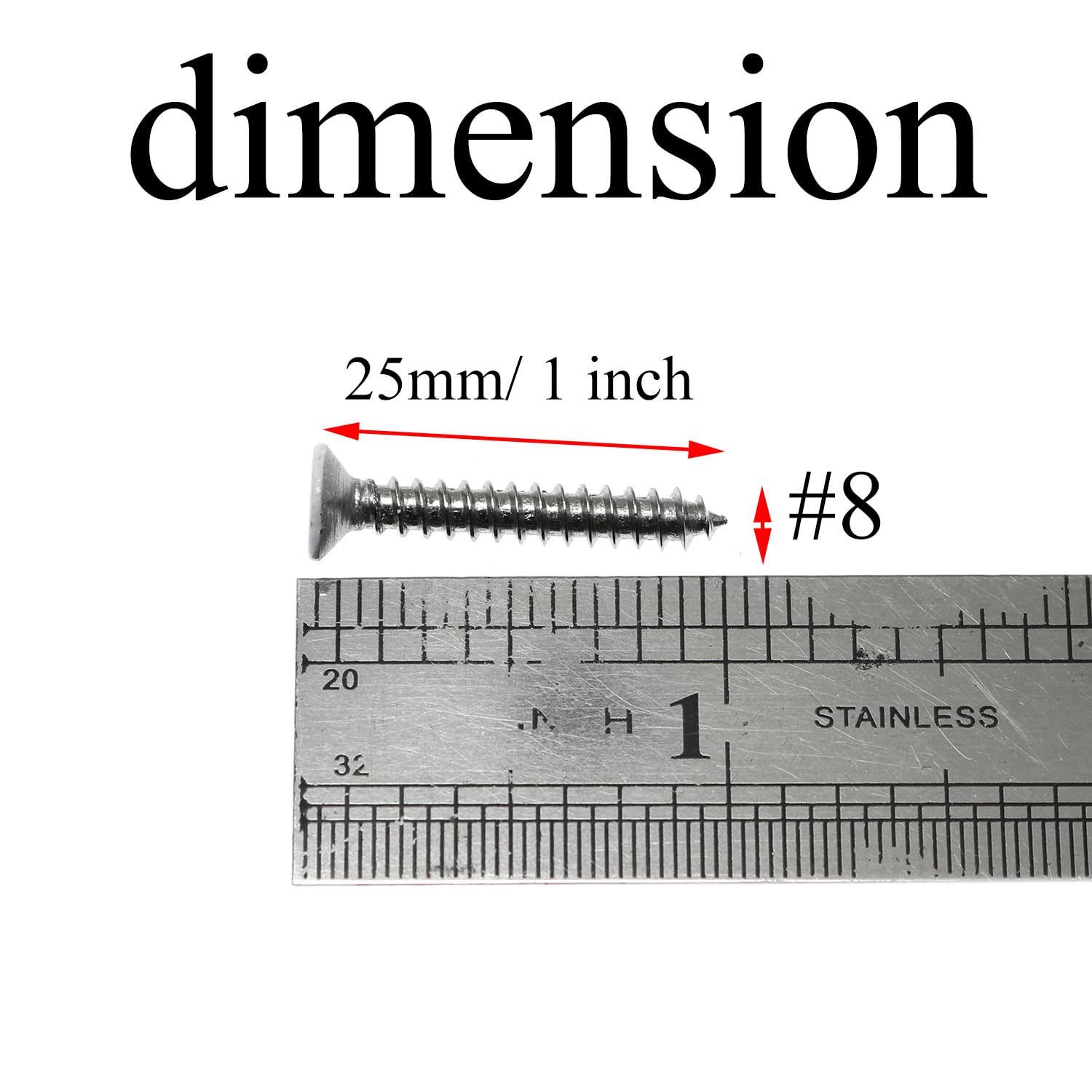 Pro Bamboo Kitchen 50pcs Flat Head Sheet Metal Screws #8-32 1" Phillips Drive Wood Screws Covers Head Wood Screws Wall Plate Screws