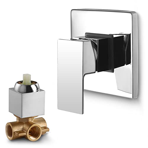 Shower Mixer Valve Kit Wall Mount Bathroom Copper Faucet Shower Mixer Set Rough in Valve and Trim Kit, Dr Faucet Polished Chrome