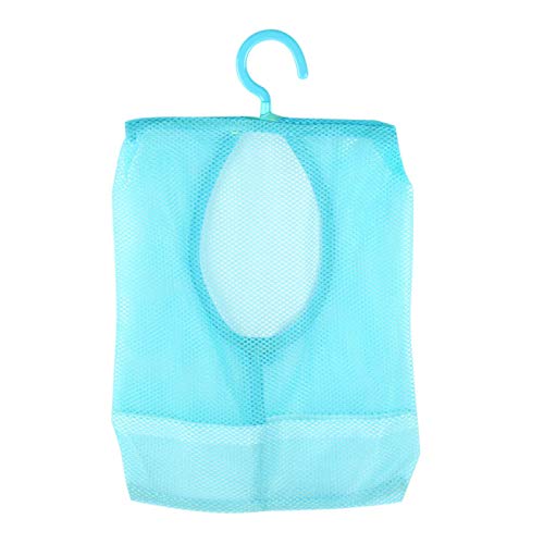 Tomotato Clothespin Bag, Hanging Mesh Bag with Hanger Multi Purpose Hanger Socks Underwear Storage Mesh Organizer Bag for Bathroom Wardrobe Laundry Clothesline Outdoor, 11.8 x 10.2in(Blue)