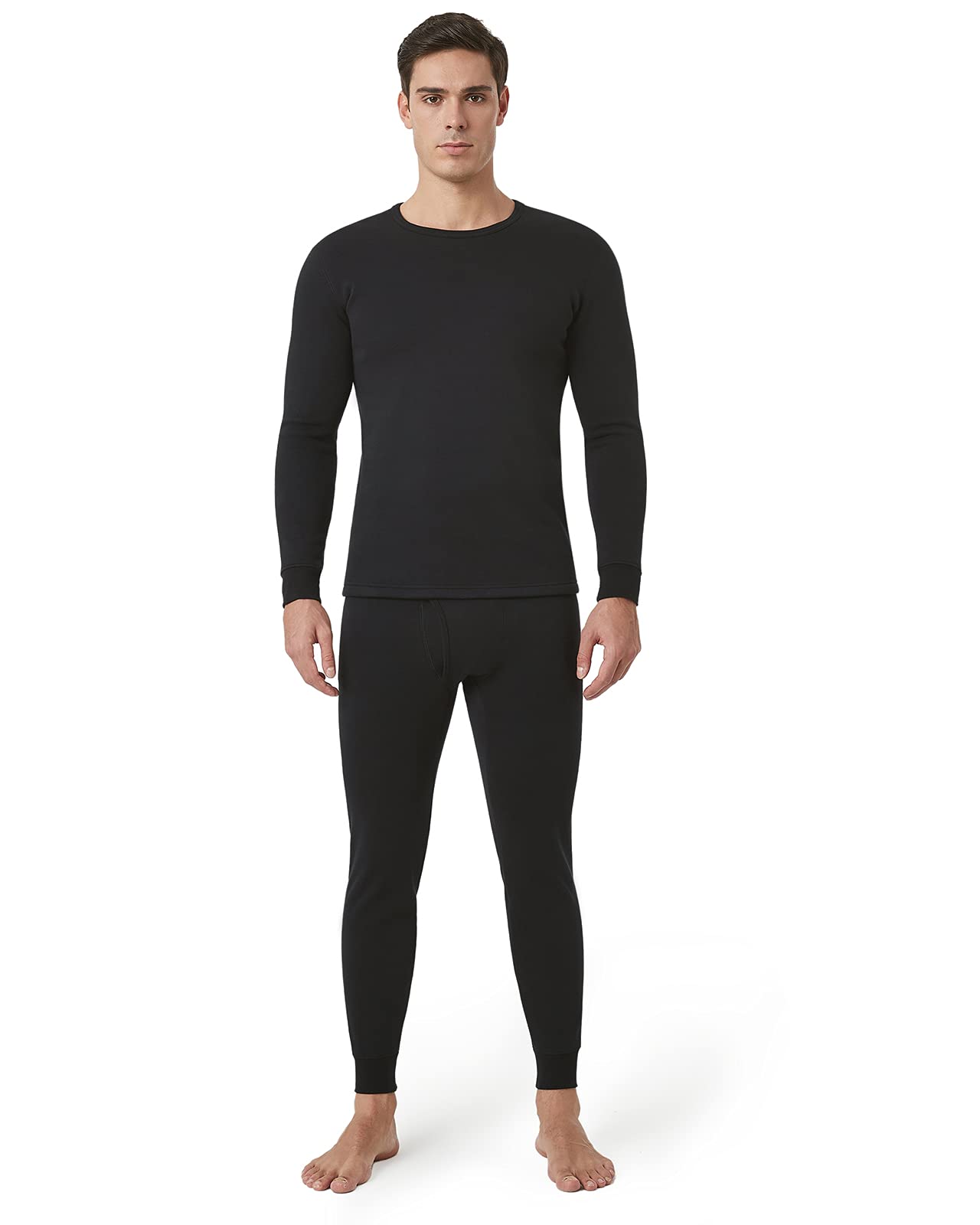LAPASA Men's Ultra Heavyweight Thermal Underwear Set Extreme Cold Weather Base Layer Top Bottom Fleece Lined Long Johns M63 Large Black
