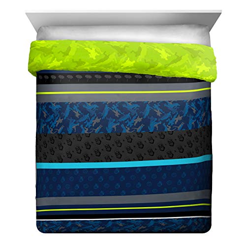 Jay Franco Fortnite Neon Stripe 5 Piece Queen Bed Set - includes Reversible Comforter & Sheet Set Bedding - Super Soft Fade Resistant Microfiber (Official Fortnite Product)