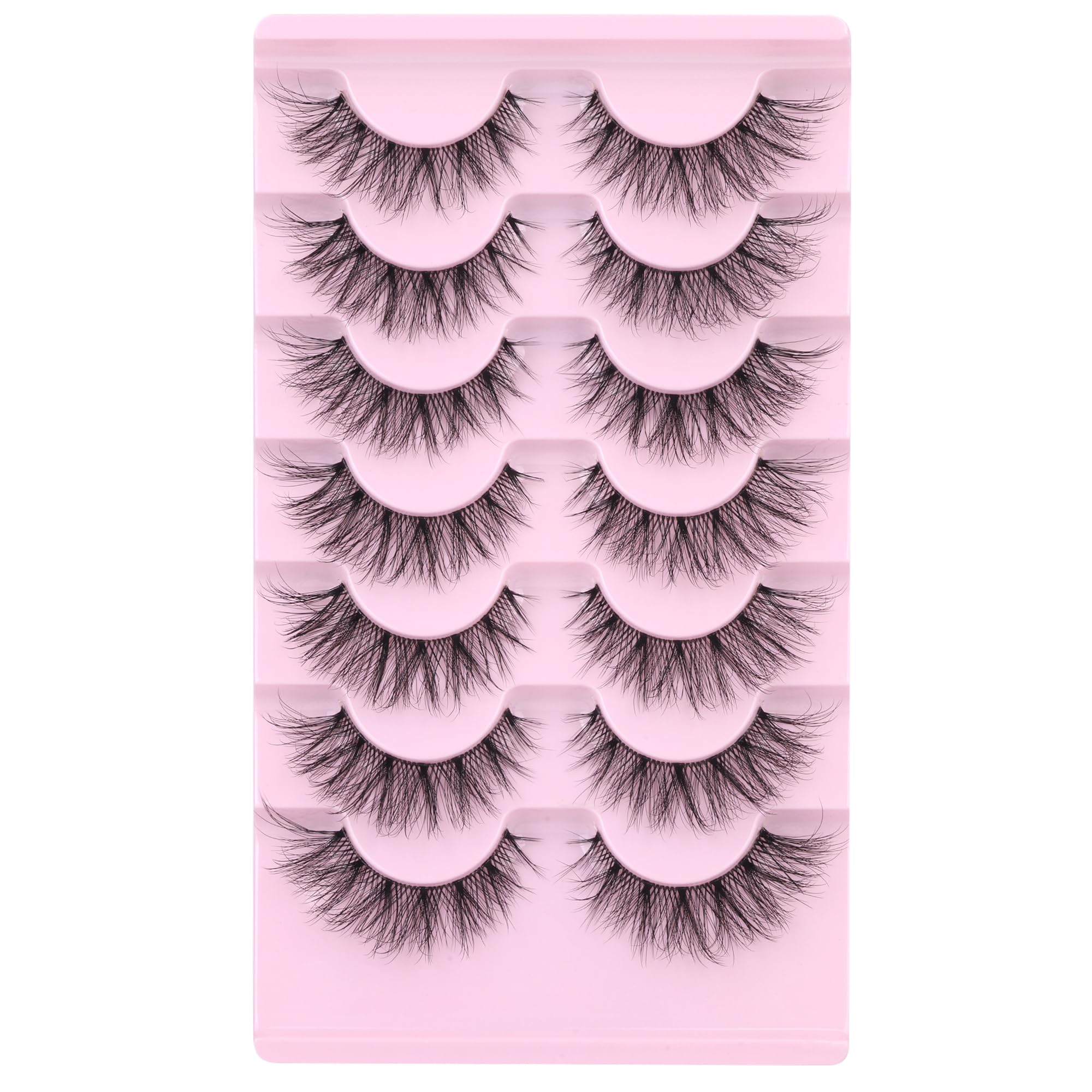 Lashes Natural Look False Eyelashes Wispy Lashes Cat Eye Lashes Clear Band 3D Faux Mink Lashes 16MM Fake Eyelashes Pack by GVEFETIEE