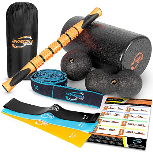 Invincible Fitness Foam Roller Set - Target Every Muscle with Precision Trigger Point Release, Deep Tissue Massage - Ideal for Yoga, Exercise, Physical Therapy Recovery (Orange)