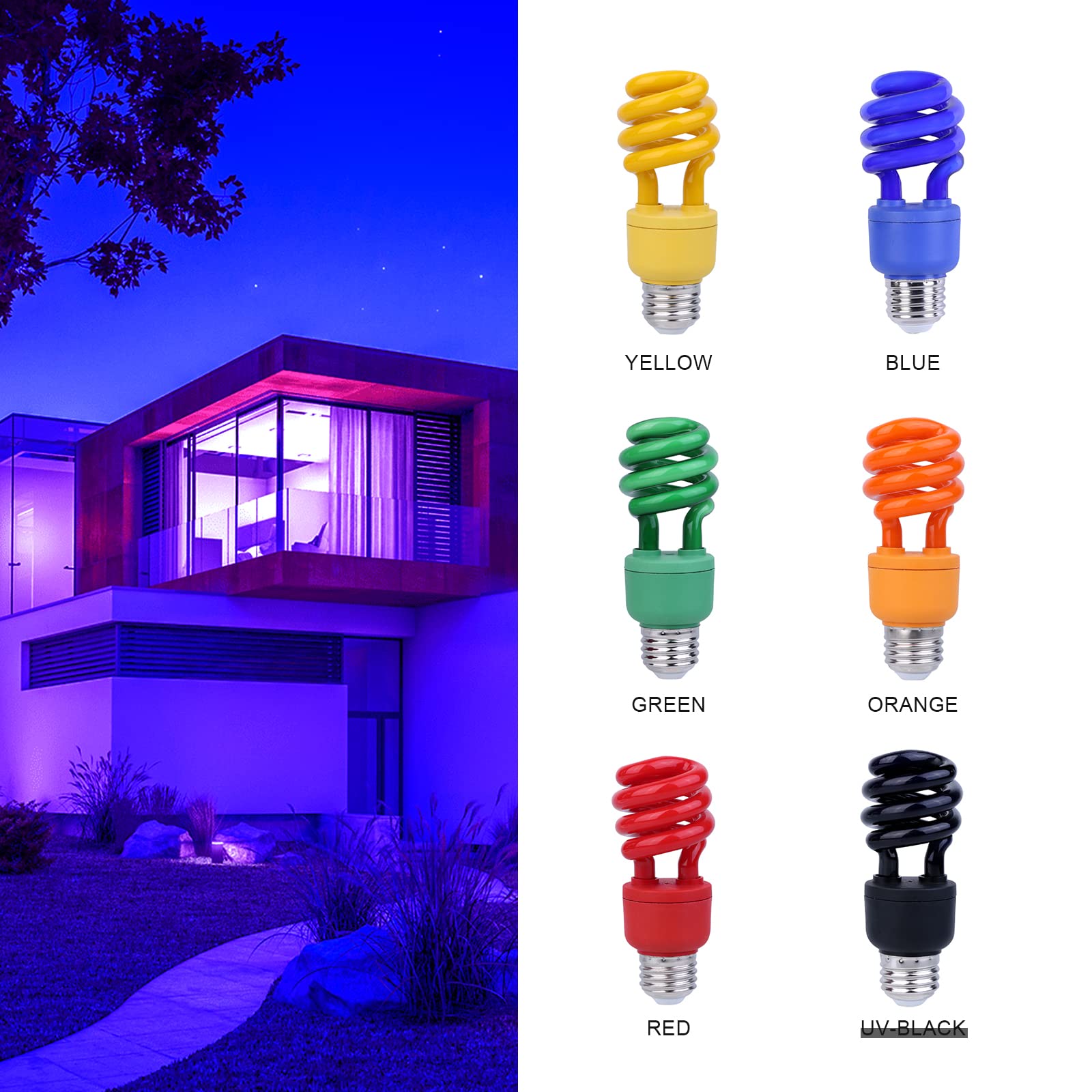 LILAIT CFL 13 Watt UV Blacklight Bulbs CETL Approved E26 Base 120V for Indoor and Outdoor (UV Black)