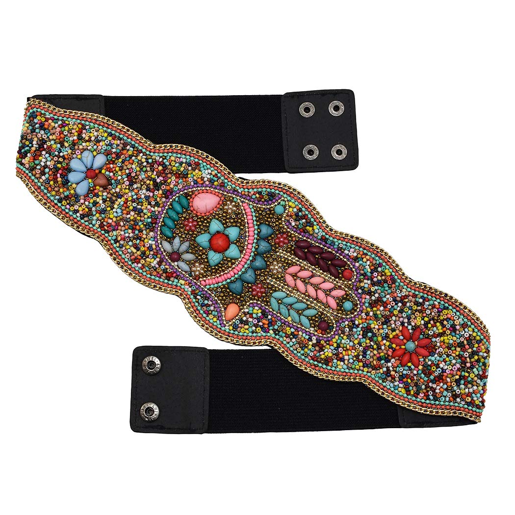 idealway Bohemian Women Belt Ethnic Strech Beaded Adjustable Waist Belly Chain Body Jewelry