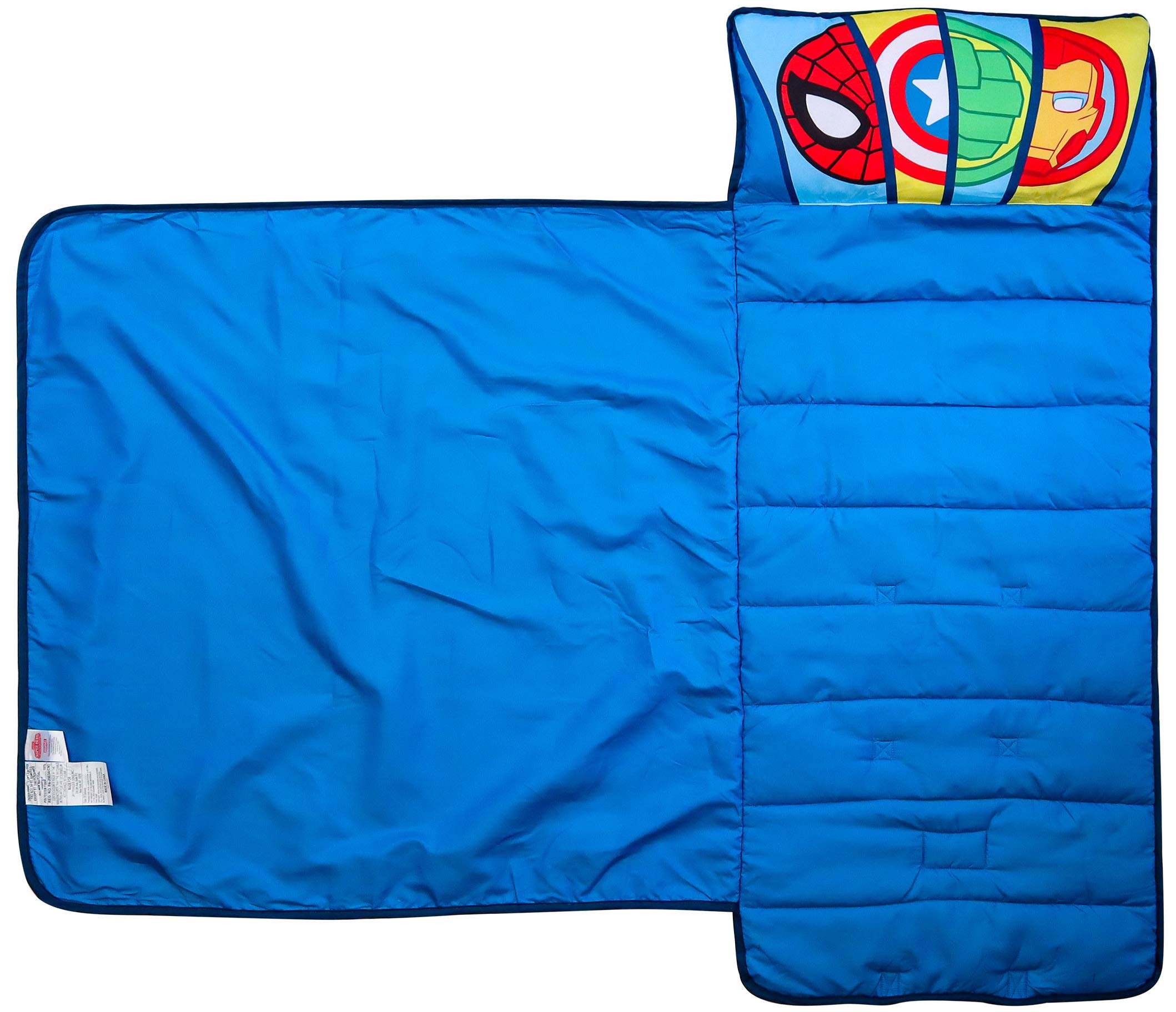 Jay Franco Marvel Super Hero Adventures Hero Time Nap Mat - Built-in Pillow and Blanket Featuring The Avengers - Super Soft Microfiber Kids'/Toddler/Children's Bedding, Age 3-5