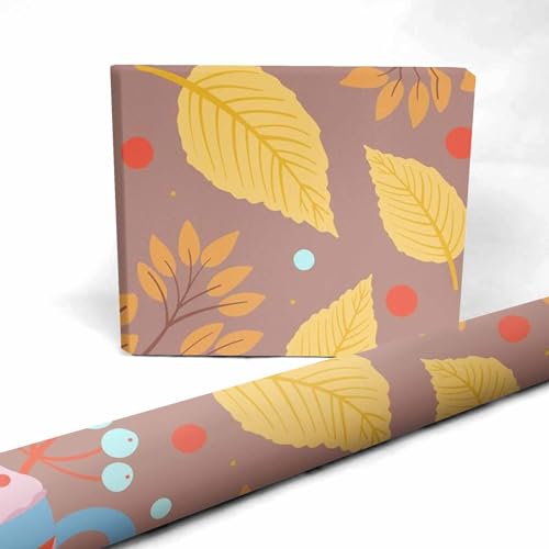InterestPrint Thanksgiving Maple Leaf Design Gift Wrapping Paper Gift Paper for Birthday, Holiday, Graduation 1 Piece