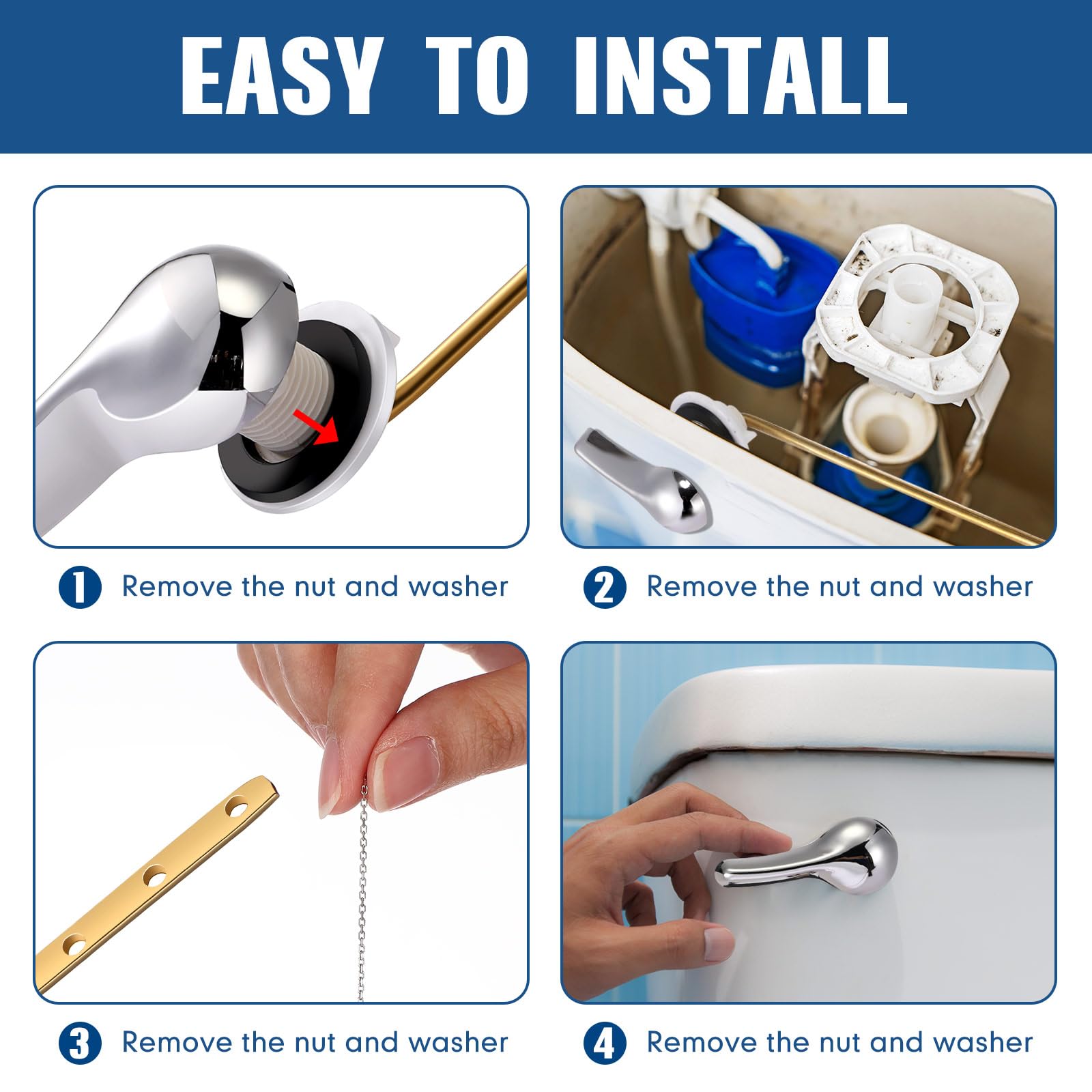 Lasnten 12 Pieces Toilet Handle Lever Flush Replacement, Brass Universal Flush Lever Finish Handle for Most Toilets (Front Mount)
