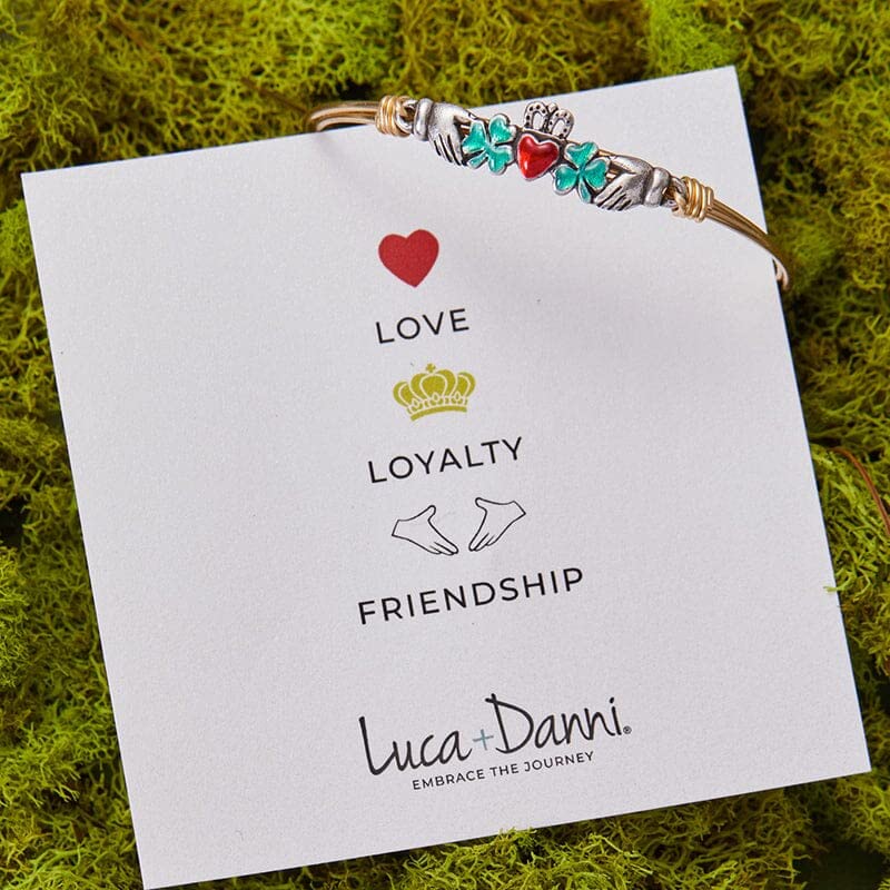 Luca + Danni Claddagh Medley Bangle Bracelet For Women - Brass Tone Regular Size Made in USA