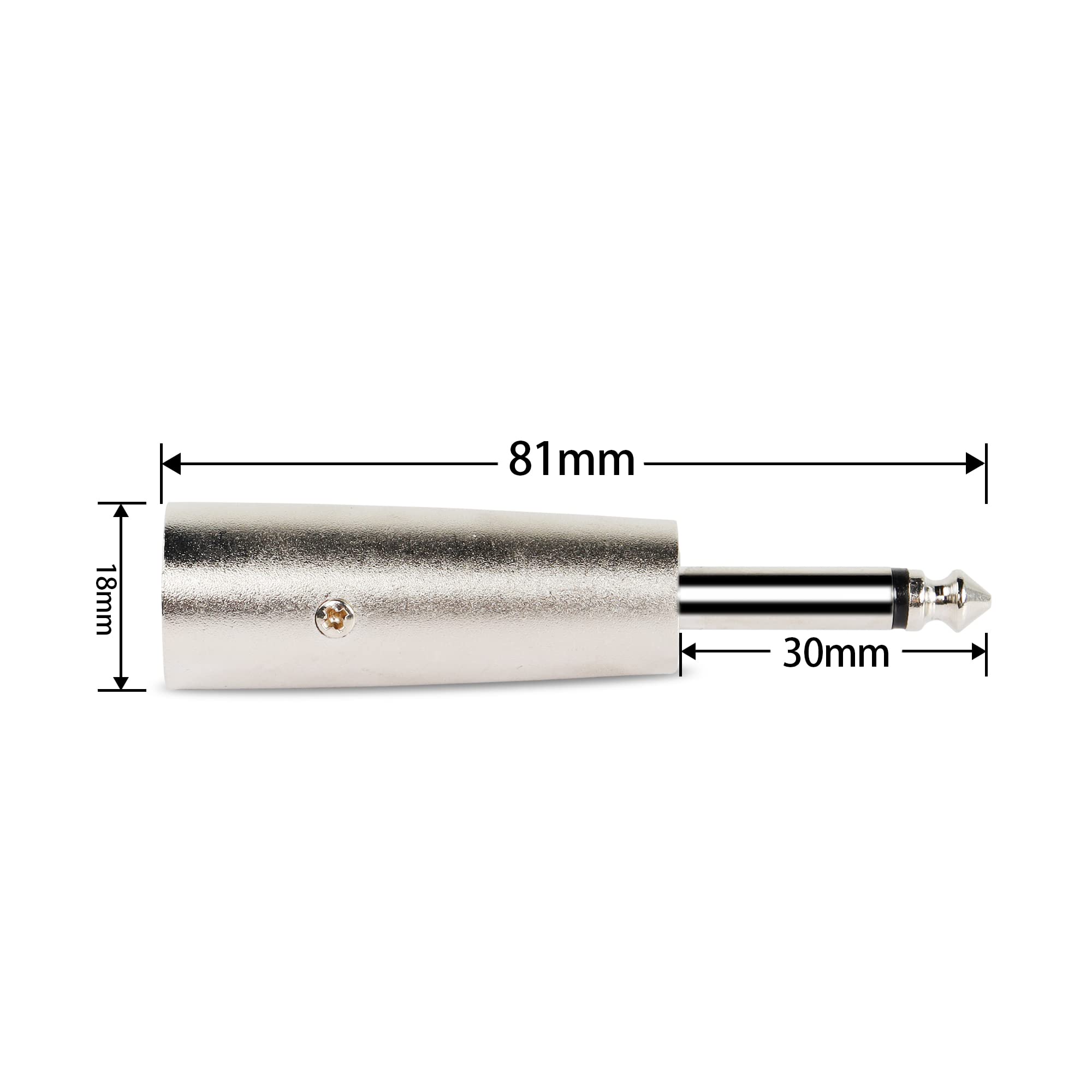 PNGKNYOCN 1/4" TS to XLR Adapter,Unbalanced 6.35mm Mono Male to 3 Pin XLR Male Audio Microphone Connector for Mixer, Amplifier Microphone and More(2-Pack)