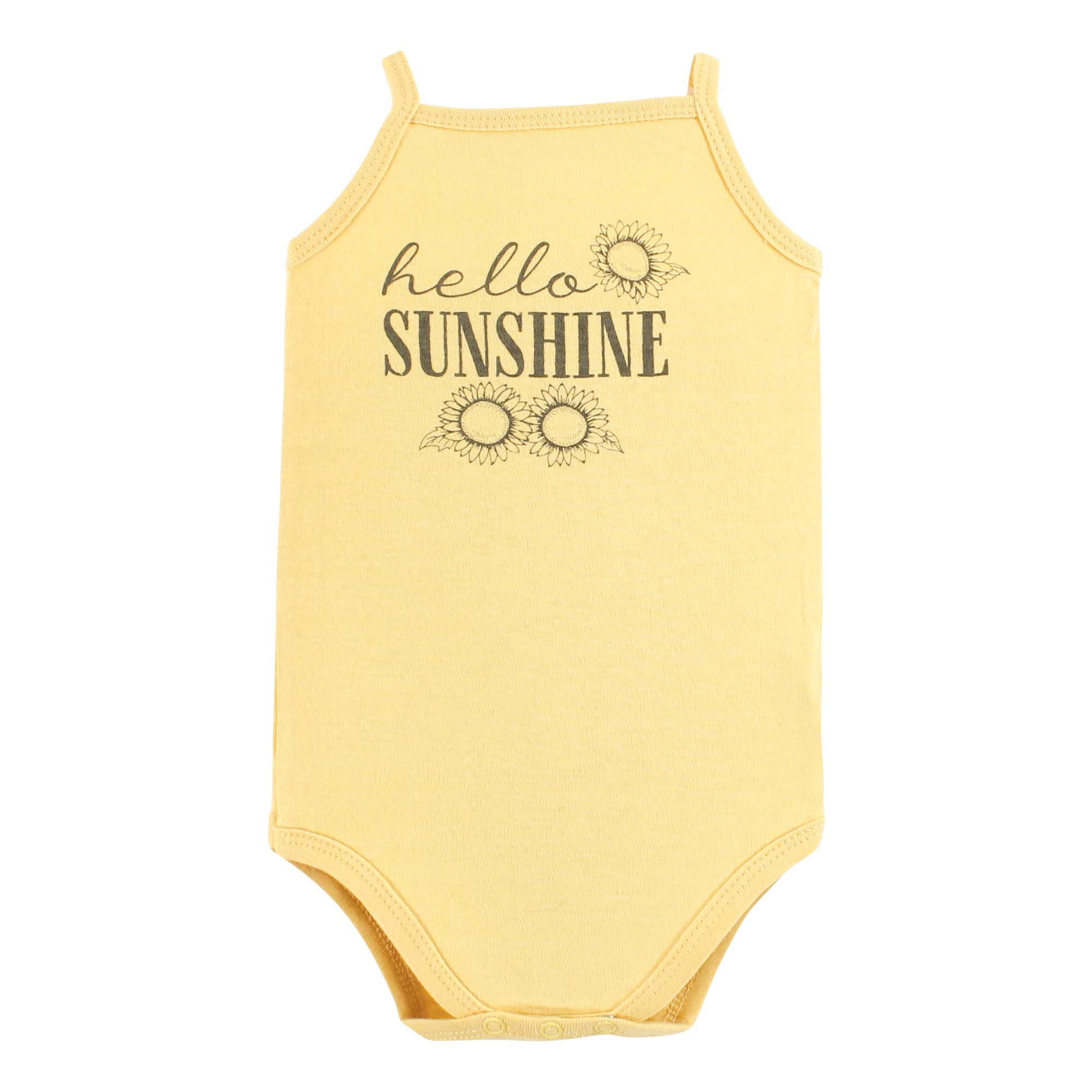 Hudson Baby Unisex Baby Cotton Sleeveless Bodysuits, Sunflower, 9-12 Months
