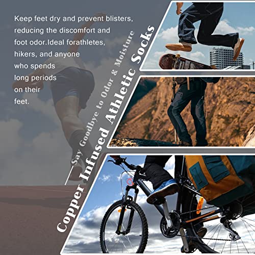 Kodal Copper Ankle Socks, Athletic Low Cut Running Socks for Men Women, Moisture Wicking, Odor Control, Breathable for Sweaty Feet (4 Pairs)