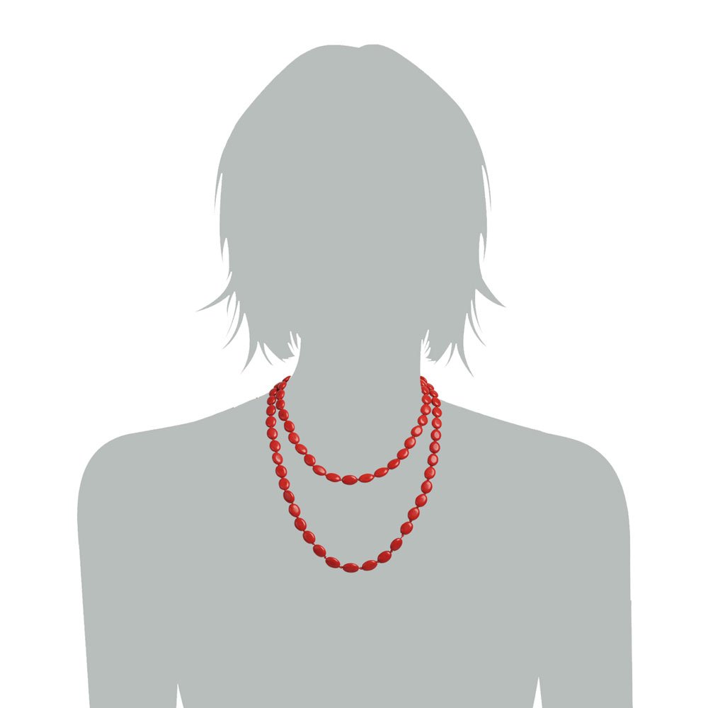 Jane Stone Funky Oval Shape Necklace Turquoise Double Strand Layers Cluster Necklace Pendant Bib Jewelry (Red)