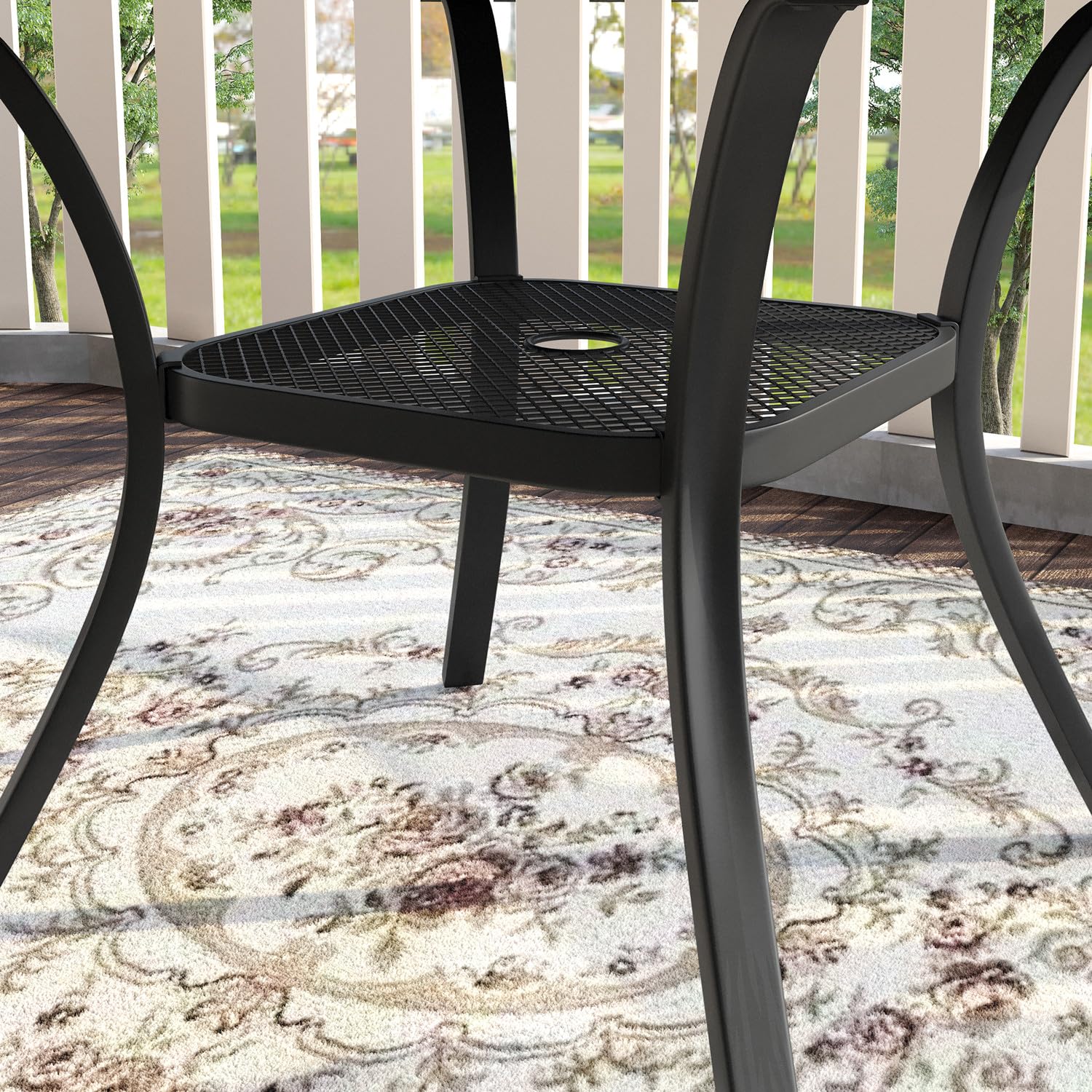 VICLLAX 7 Pieces Patio Dining Set for 6, 48" Round Patio Table and 6 Swivel Outdoor Chairs for Lawn Garden, Patio Dining Table and Chairs, Black Table