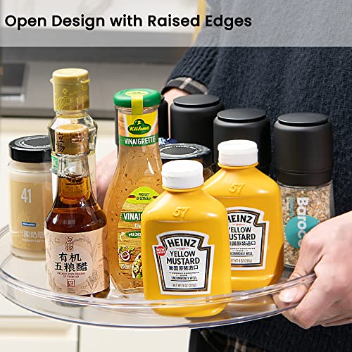 vacane 2 Pack Clear Lazy Susan Organizer Turntable for Cabinet Pantry Lazy Susan 10" Cabinet Organizer for Kitchen, Refrigerator Countertop, Bathroom