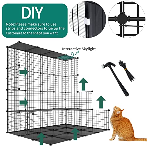 YITAHOME Cat Cage Indoor Large 4-Tier Cat Enclosure Metal Wire Cat Kennels DIY Cat Playpen Catio with Large Hammock for 1-3 Cats