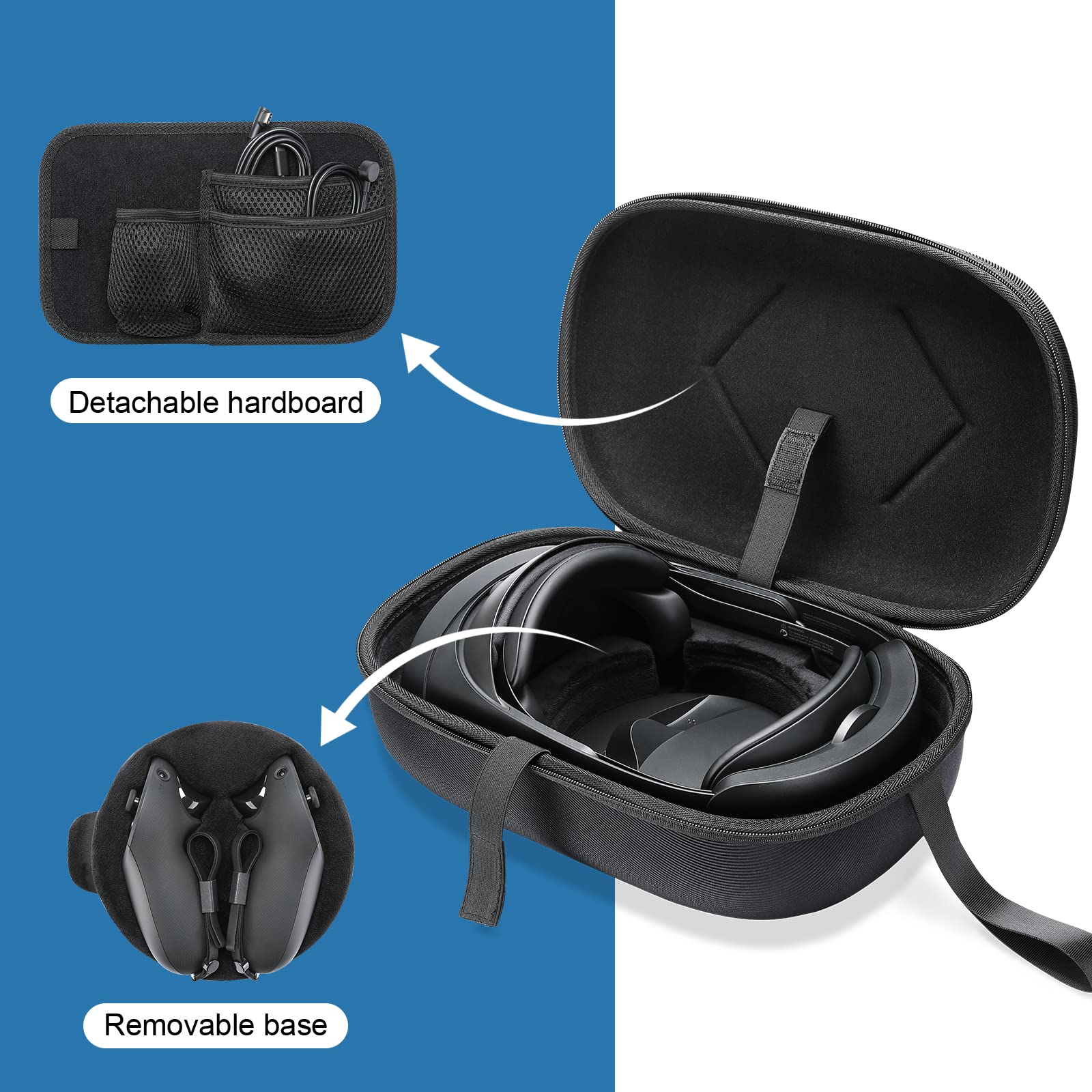 ProCase Hard Travel Carrying Case Compatible with Meta/Oculus Quest Pro/Quest 3, Protective Large Storage Organizer for VR Gaming Headset, Controllers, Charging Dock, Adapter and Accessories -Black