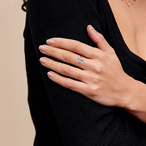 papasgix 14k Gold Plated Rings for Women, Clear Zircon Stackable Adjustable Aesthetic Handmade Statement Gold Band Rings, Cubic Zirconia Band Rings Open Rings (Clear)