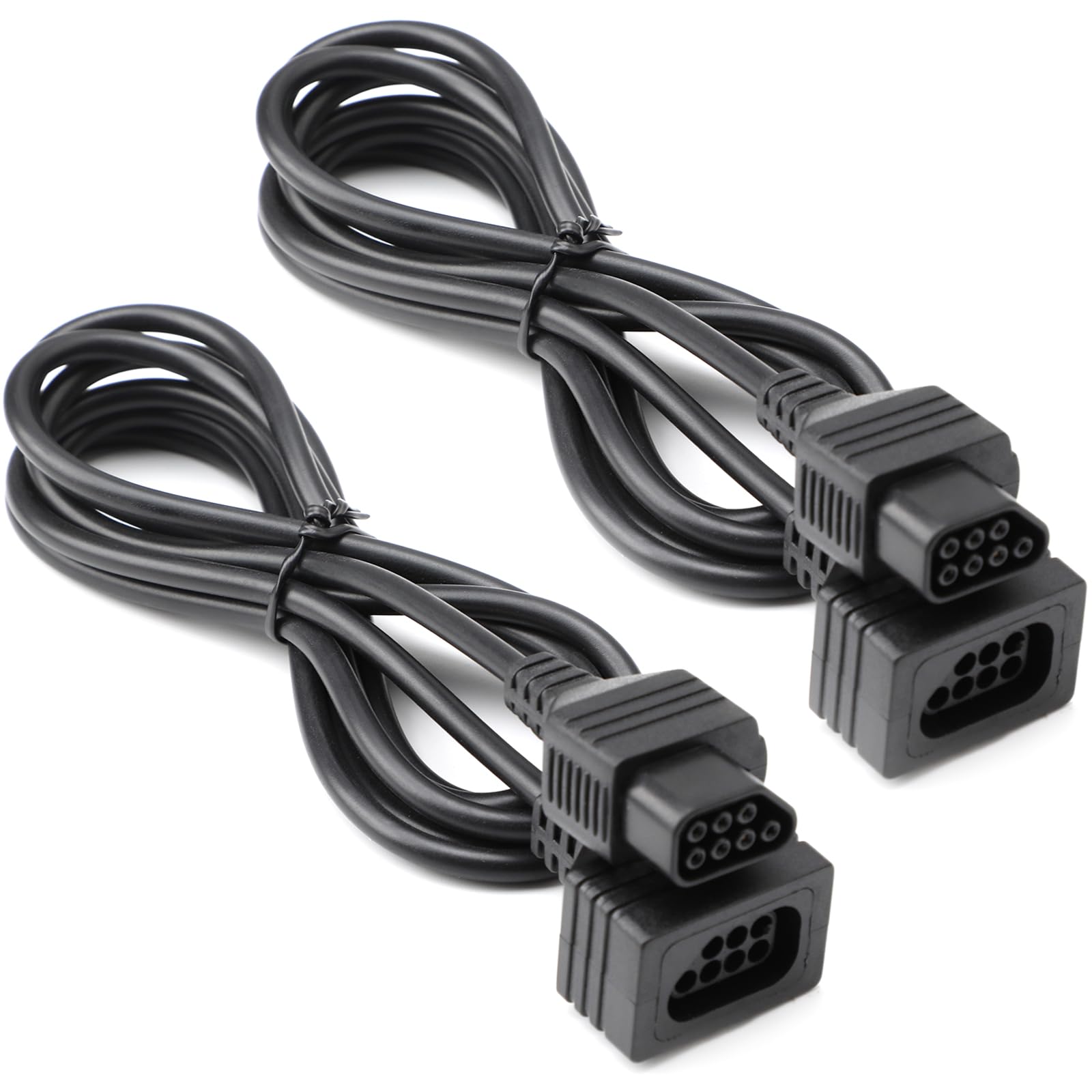JoFong 7-Pin Controller Extension Cable for 1985 Version NES Controller, Classic Retro Game Console Plug and Play Controller Grip Extension Cable, 1.78M/5.8FT 2-Pack, Note Not for NES Classic (2016)