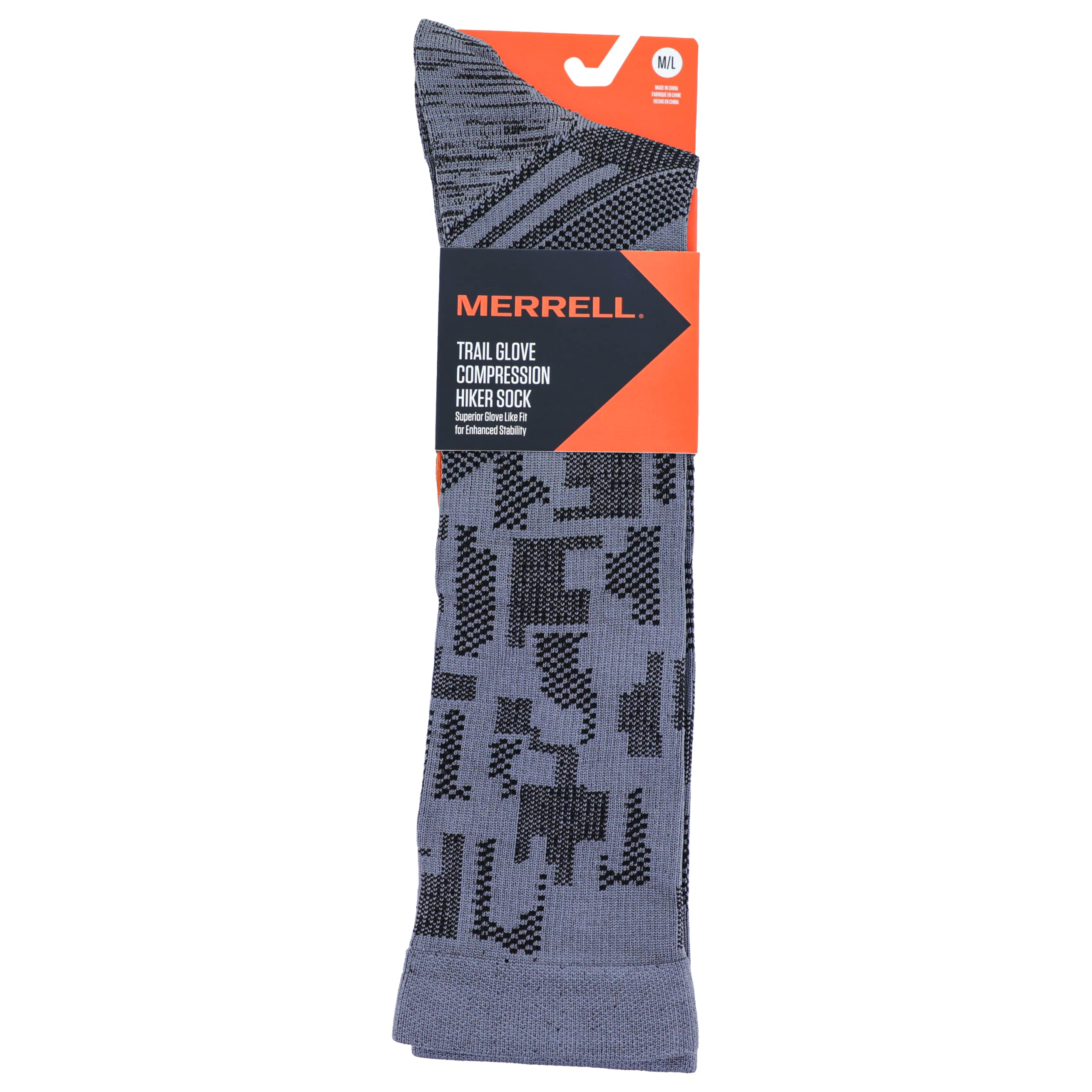 Merrell Adult's Trail Running Compression Over The Calf Socks-Unisex OTC with Arch Support Band, Light Gray, M/L (Men's 9.5-12 / Women's 10-13)
