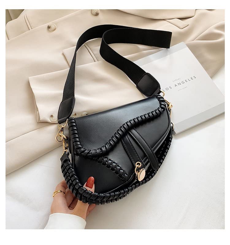 JBB Women Saddle Shoulder Bag Knit Underarm Crossbody Bag Vintage Satchel Handbag small Purse